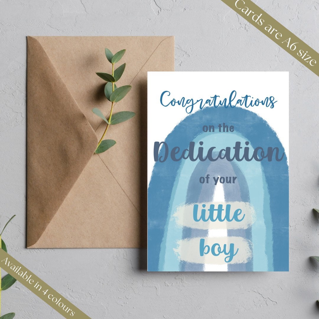 Dedication Card for Boy Babys Dedication Card Little Boy Dedication ...