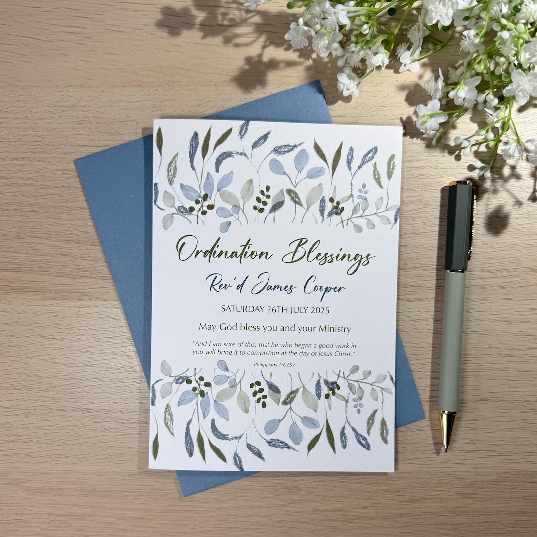 Ordination Blessings Card – Personalised Christian Ministry Card ...