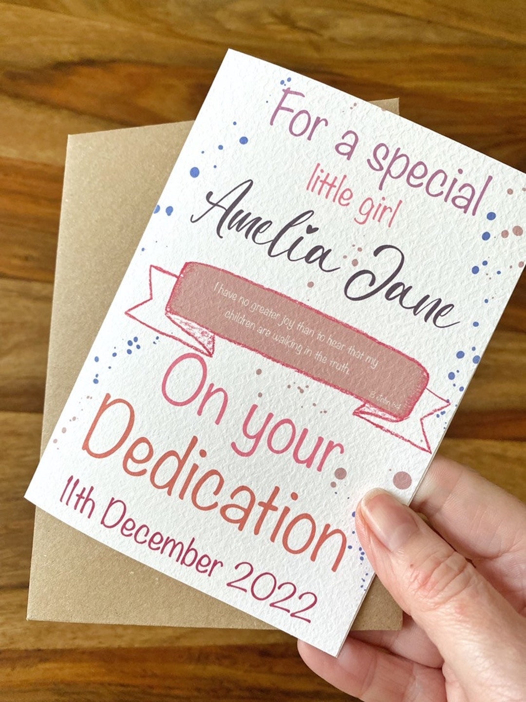 Personalised Dedication Card for Girl With Bible Verse - Etsy