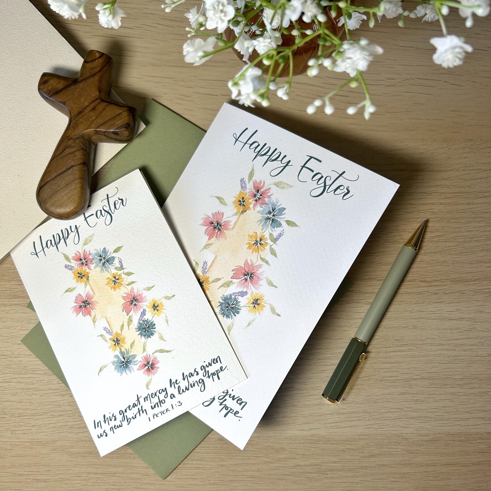 Christian Easter Card | Bible Verse Easter Card | Handpainted Flowers ...