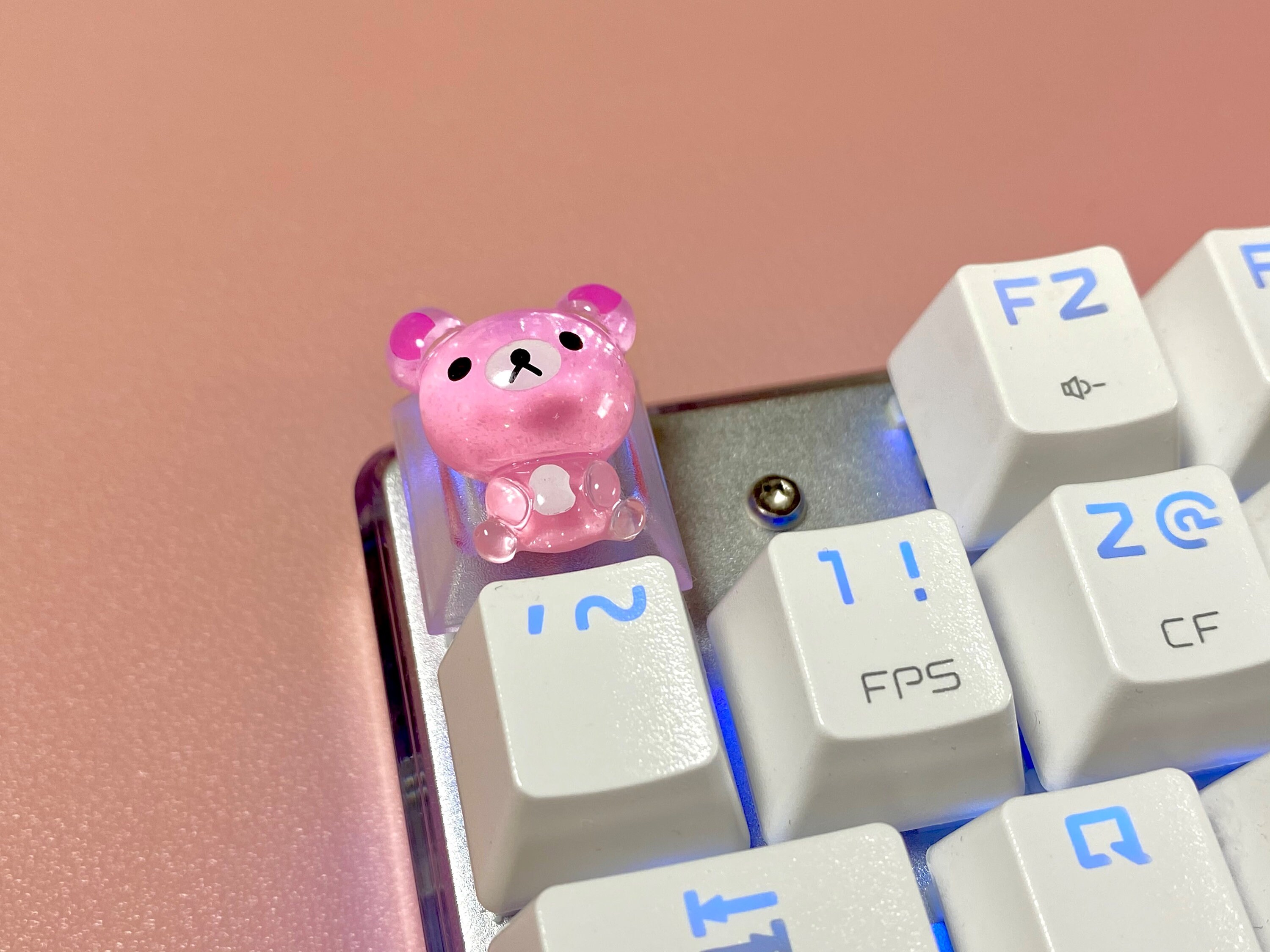 Pink Teddy Bear Artisan Keycap Backlit for Mechanical Keyboard | Etsy