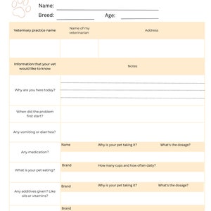 Vet Visits Tracker | Doctor Tracker | Doctor Planner | Medical ...