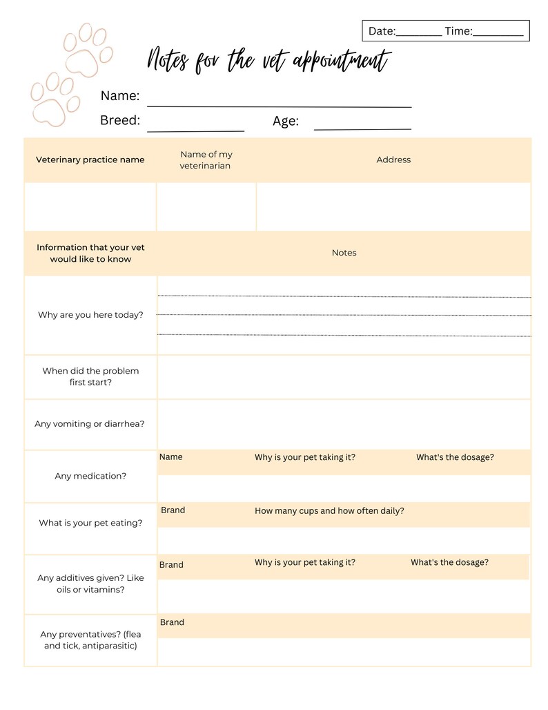 Vet Visits Tracker | Doctor Tracker | Doctor Planner | Medical ...