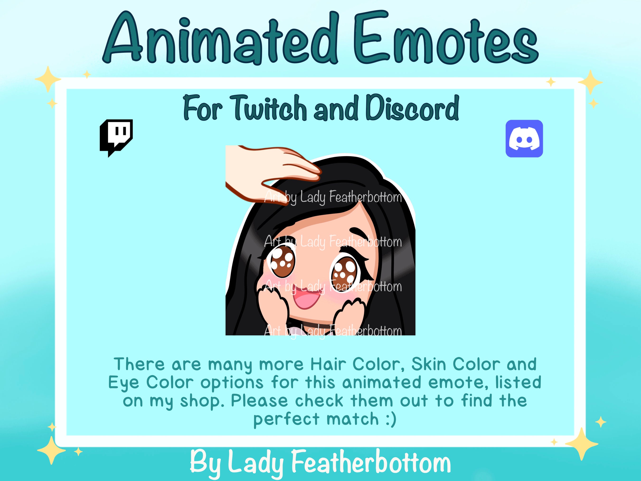 ANIMATED Emote Chibi Head Pat Black Hair, Brown Eyes Skin Option 2 for ...