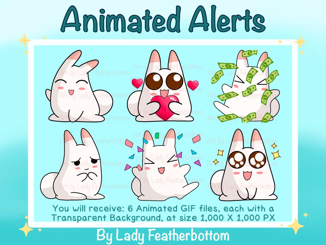 6 X Animated Alerts | Cute Kawaii Bunnies | Animated Stream Alerts ...