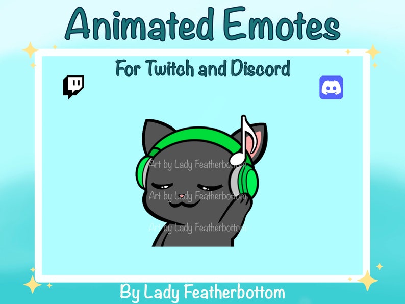 ANIMATED Emote - Cute Black Cat Jam | Vibes - for Twitch & Discord - Etsy