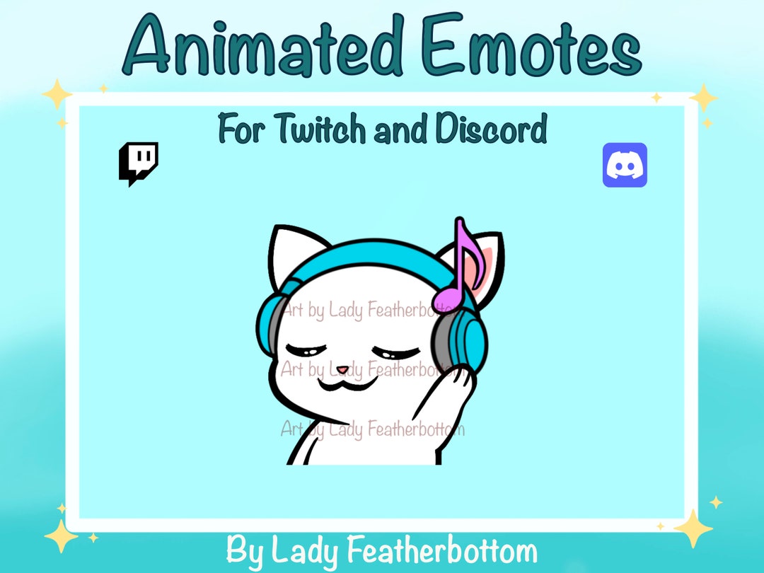 ANIMATED Emote - Cute White Cat Jam | Vibes - for Twitch & Discord - Etsy