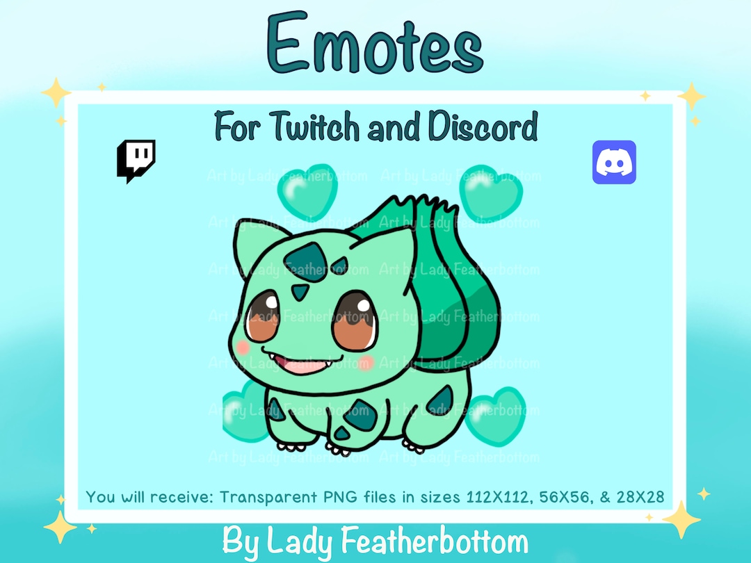 Emote - Bulbasaur Love - (twitch/discord,etc.) - Etsy