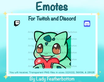 Bulbasaur Love Emote P2U Premade Twitch Discord Youtube Pokemon Heart ...
