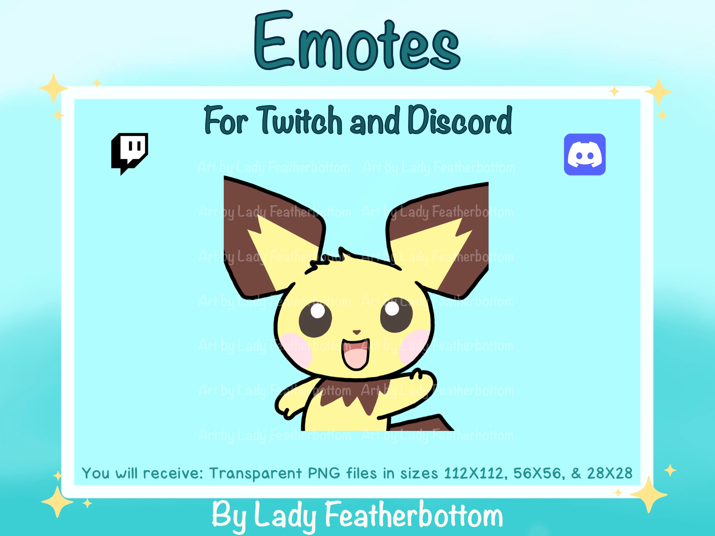 Emote - Pichu "hi"- (twitch/discord,etc.) - Etsy