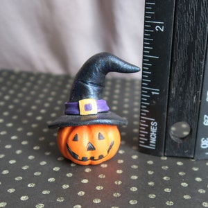 Jack-o-lantern With Witch Hat Mini Halloween Decor Handmade Furever ...