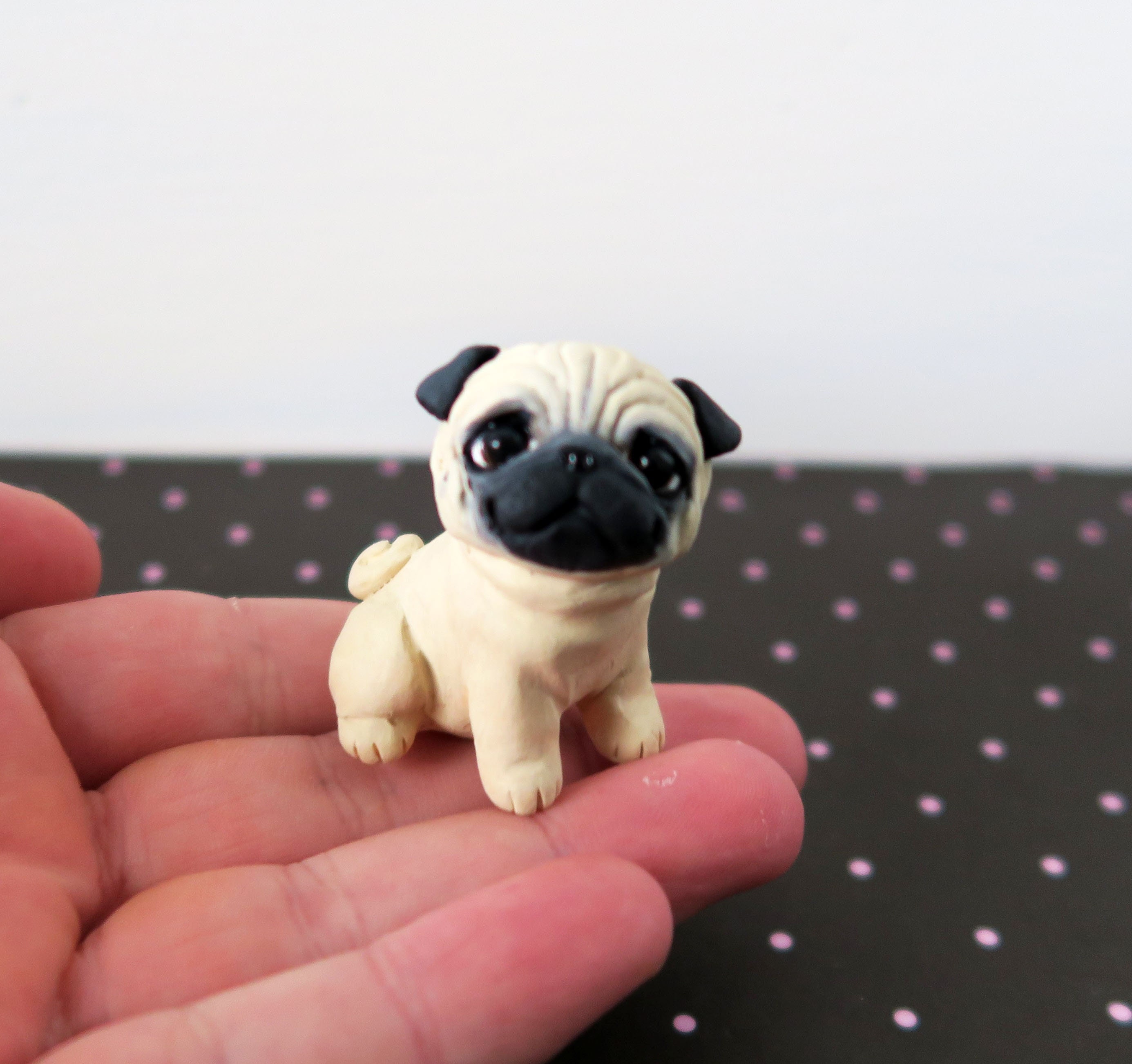 Mini Pug Resin Hand Sculpted and Cast Collectible - Etsy
