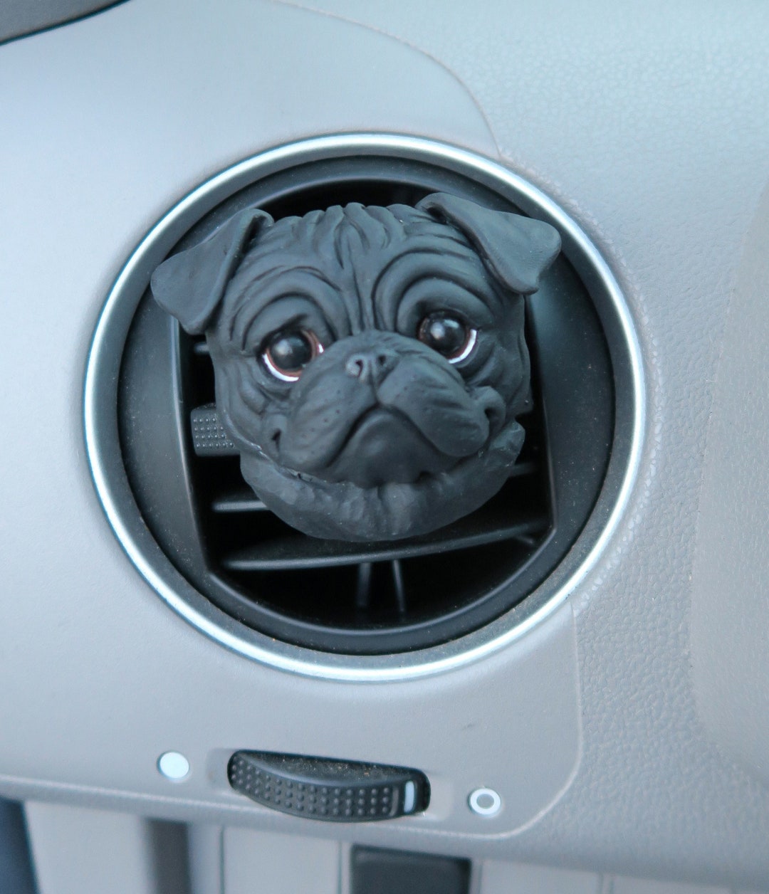 Black Pug Car Vent Clip With Diffuser Option Handmade Resin Collectible ...