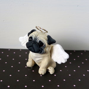 Pug With Angel Wings and Halo Handmade Furever Clay Resin Collectible ...