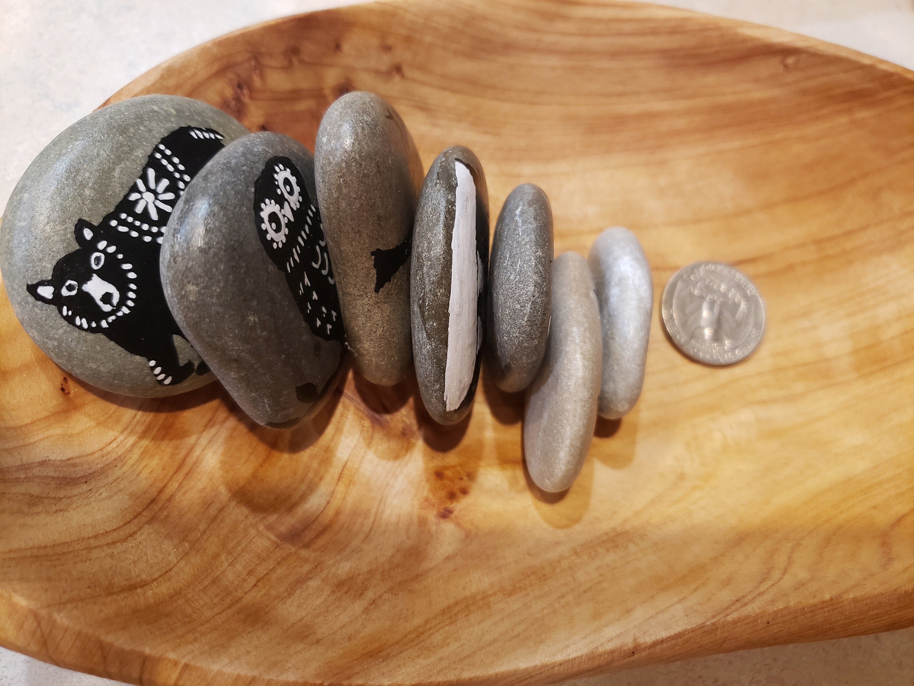 Set of 7 Hand Painted Stones Nature Art style 2 Rock - Etsy