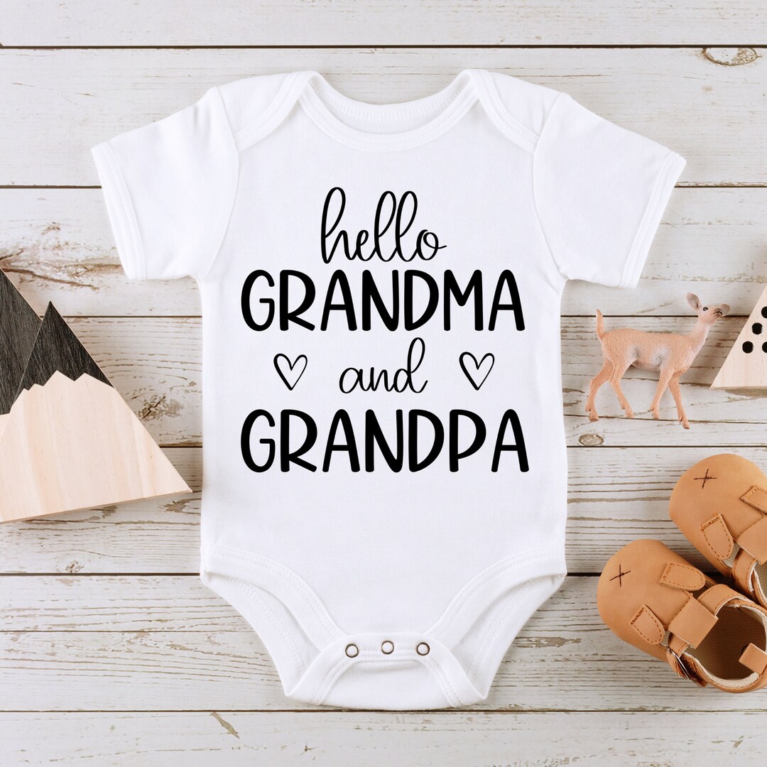 Hello Grandma and Grandpa Baby Onesie® Pregnancy Announcement Onesie ...