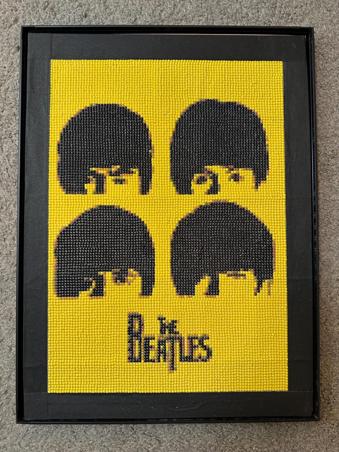 The Beatles Mosaic Bead Collage Portrait Glass Frame 12 X 16 Pop Art ...