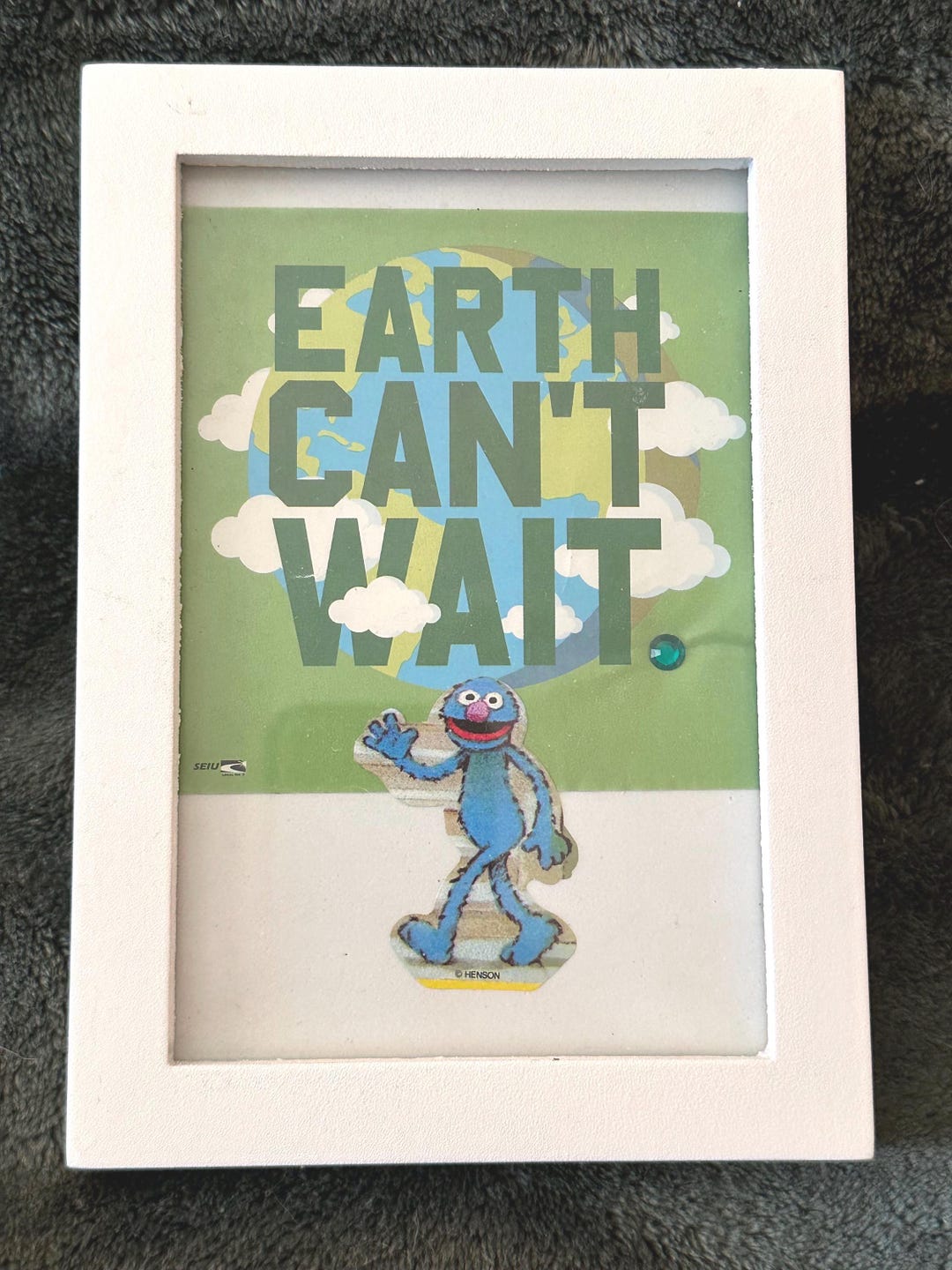 Grover Earth Can’t Wait Wall Art Frame Decor 4x6 Words Green ...