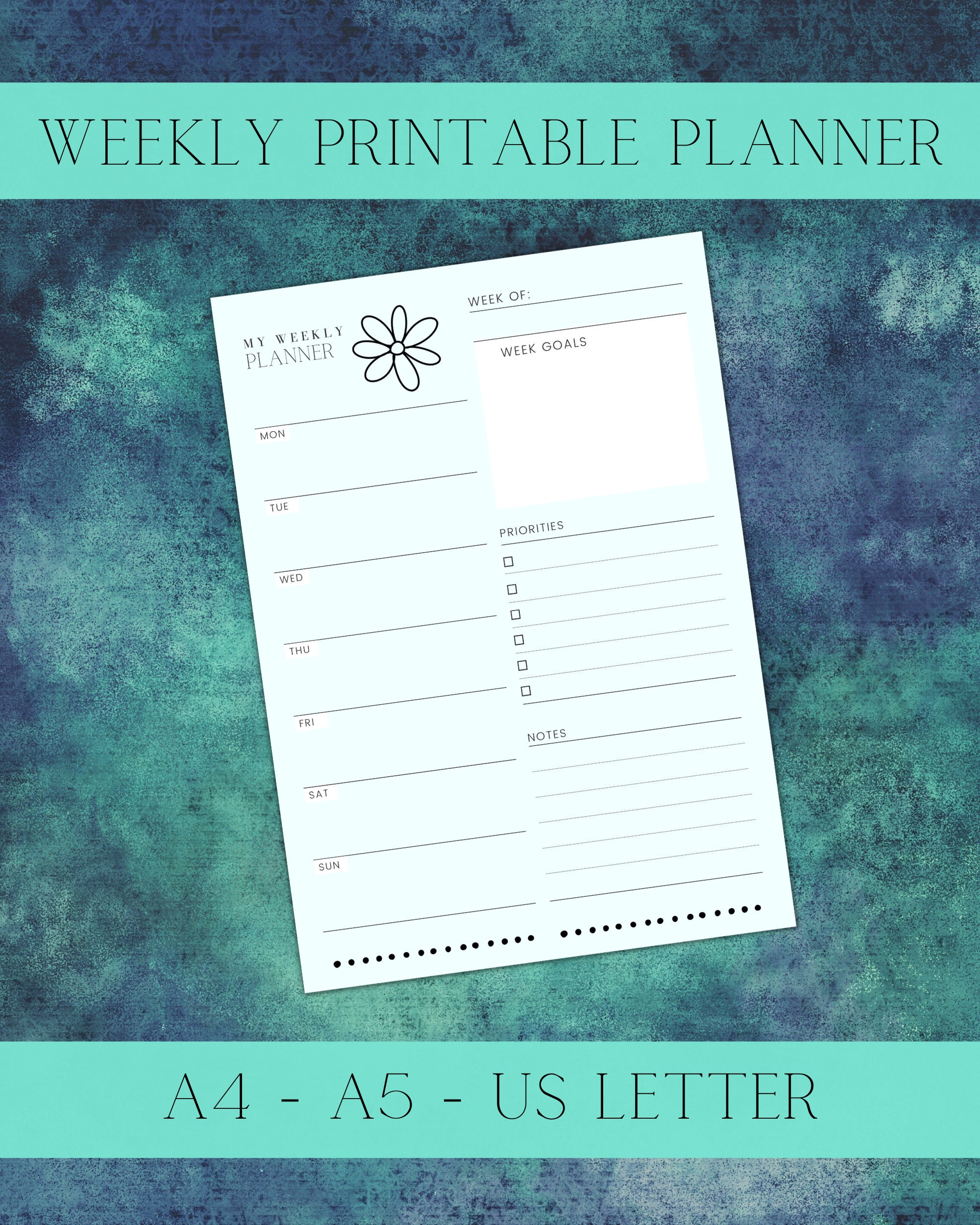 Printable Weekly to Do List, Minimalist Planner, Week at a Glance ...
