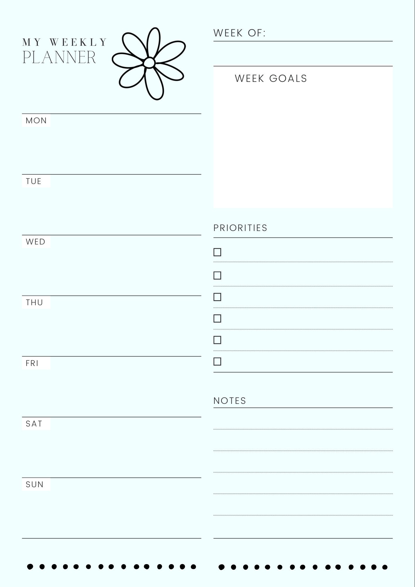 Printable Weekly to Do List, Minimalist Planner, Week at a Glance ...