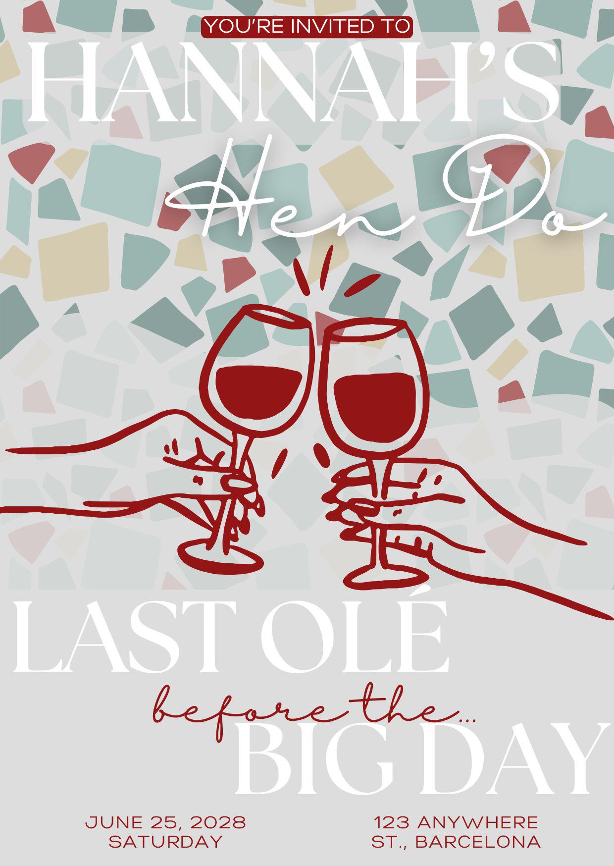 Editable Hen Party Invite & Itinerary Template | Spain Barcelona Theme ...