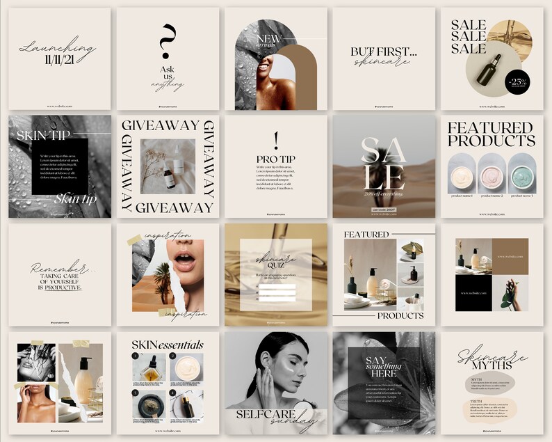 48 INSTAGRAM TEMPLATES Classy Neutral Theme Engagement - Etsy
