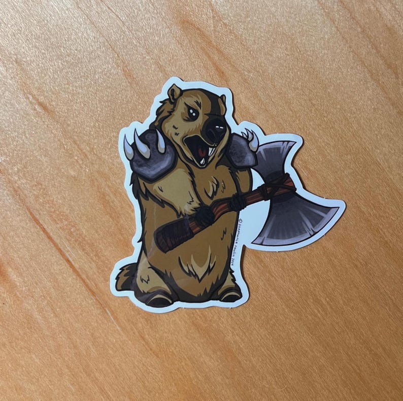 Viking Battle Marmot Sticker I Water Resistant I Tear-proof - Etsy