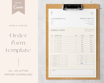 Simple Order Form Template Canva Editable Printable | Etsy