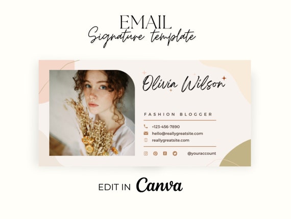 Email Signature Template Editable Canva Gmail Sign Template | Etsy