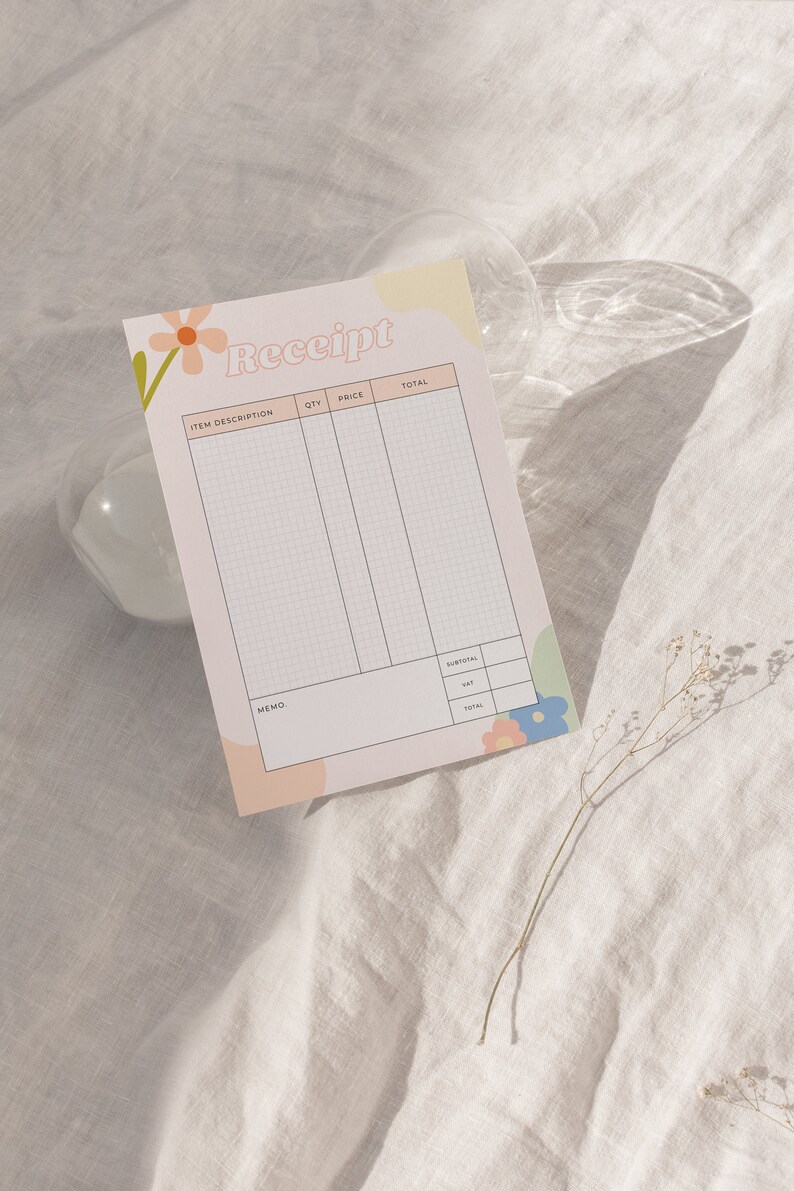 Cute Receipt Template Ediatble Canva Thank You Card - Etsy