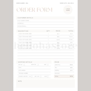 Simple Order Form Template Canva Editable Printable - Etsy