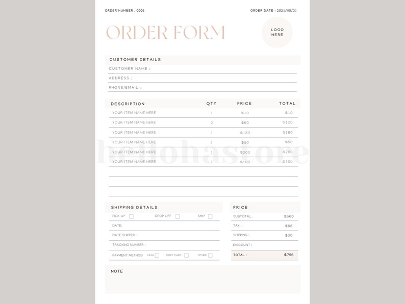 Simple Order Form Template Canva Editable Printable | Etsy