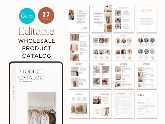 Wholesale Product Catalog Template Canva Line Sheet Editable - Etsy