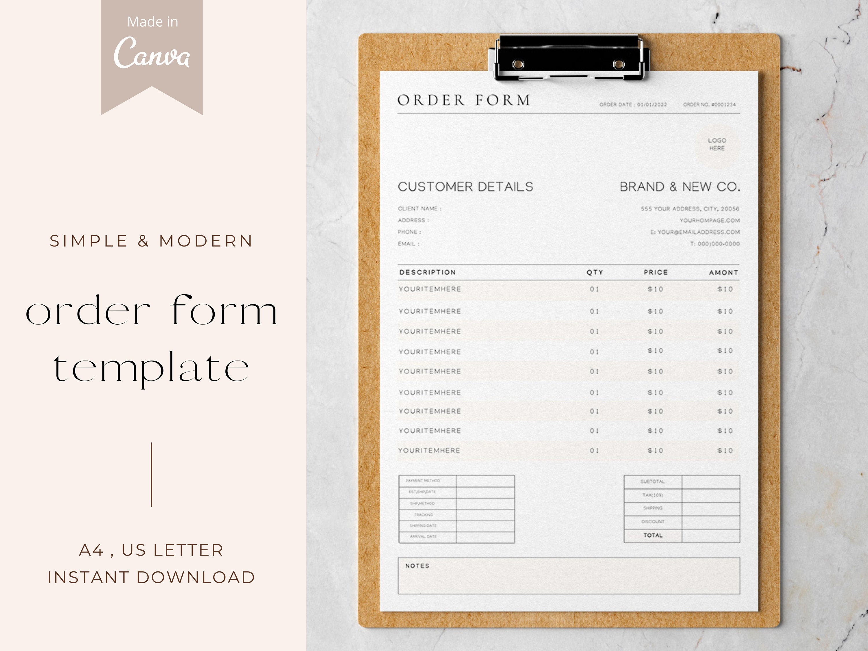 small Business Instant Digital Download Printable beige simple Canva ...