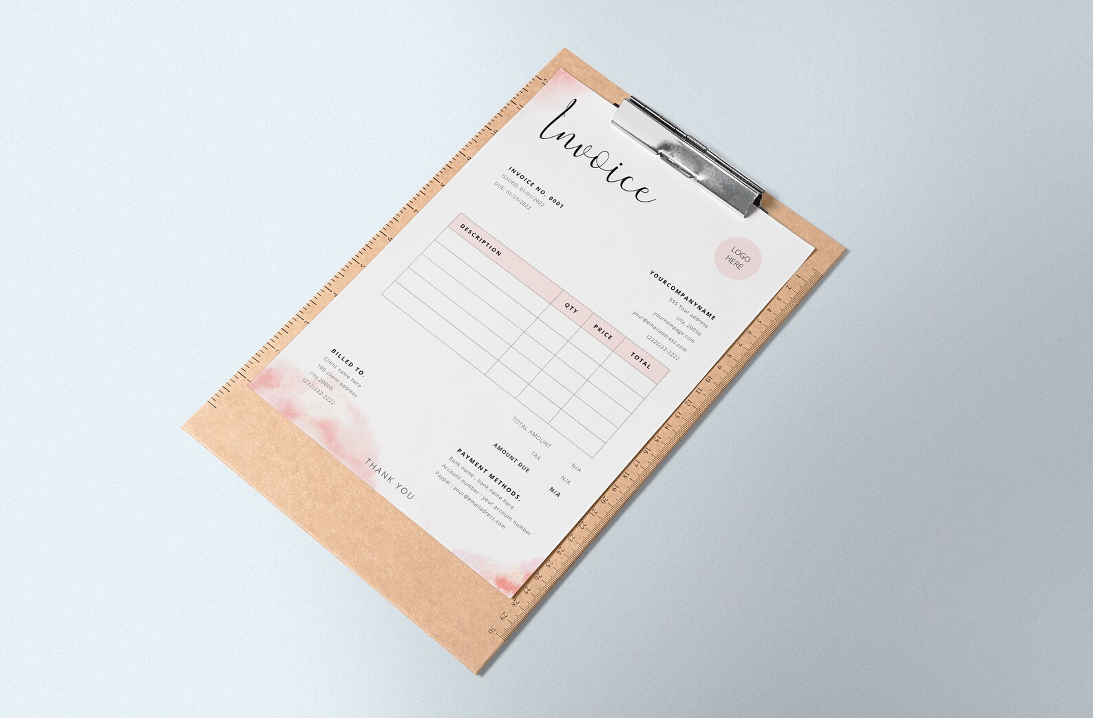 Peach Blush Pink Invoice Template Canva Editable Printable | Etsy Canada