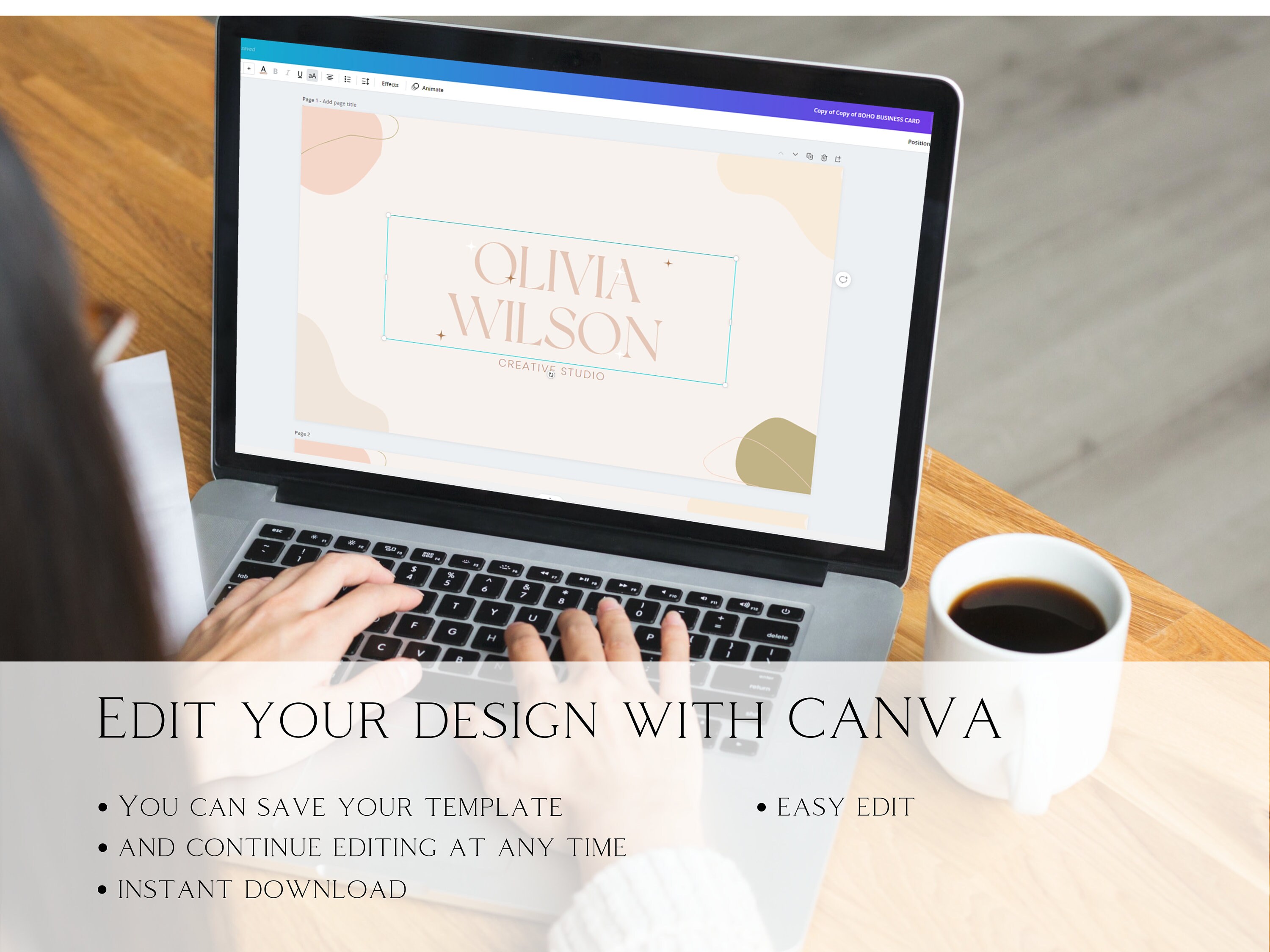 Boho Business Card Template Canva Template for Small Business - Etsy