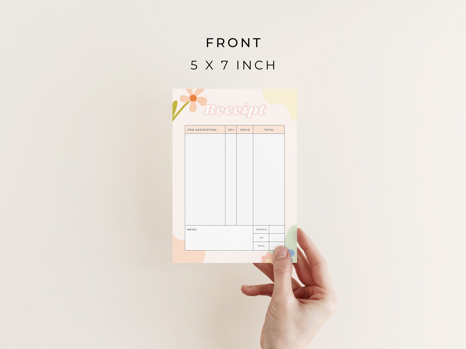 Cute Receipt Template Ediatble Canva Thank You Card - Etsy