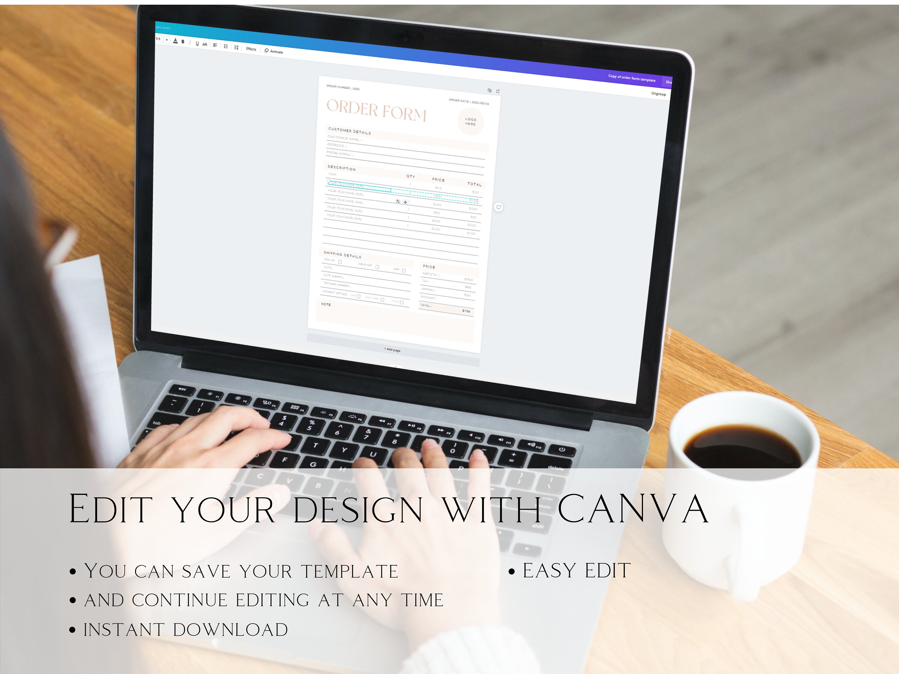 Simple Order Form Template Canva Editable Printable | Etsy