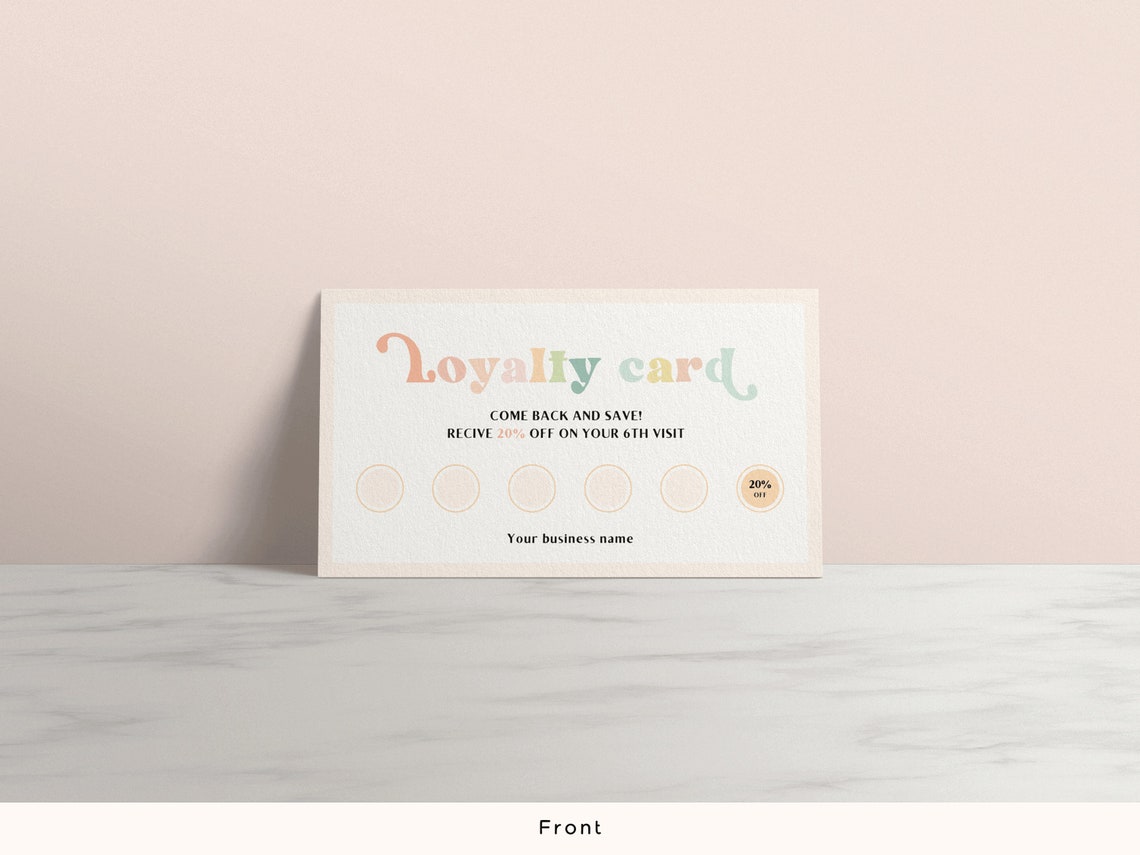 Pastel Loyalty Card Canva Template Editable Retro Business - Etsy