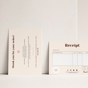 Modern Receipt Template Canva Thank You Card Editable - Etsy