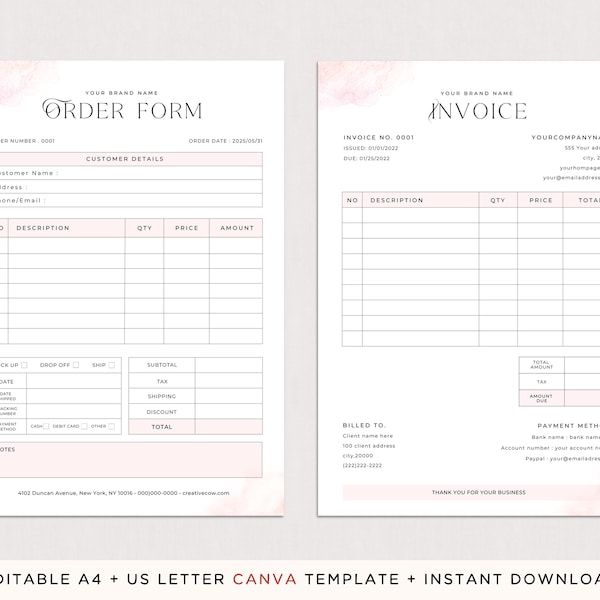Invoice Template | Small Business Custom Order Form Printable | Modern ... Invoice Template | Small Business Custom Order Form Printable | Modern ...