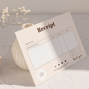 Modern Receipt Template Canva Thank You Card Editable - Etsy