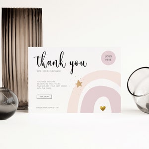 Cute Rainbow Thank You Card Business Template Canva Editable - Etsy