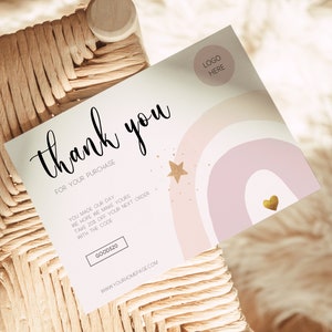 Cute Rainbow Thank You Card Business Template Canva Editable - Etsy