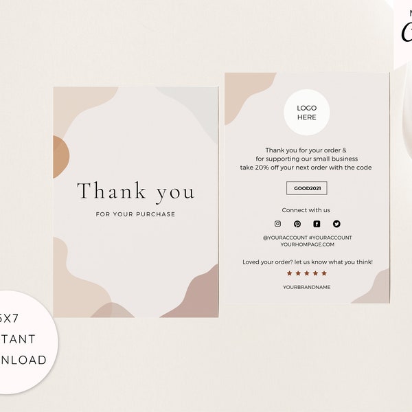 Vertical Thank You Card - Etsy