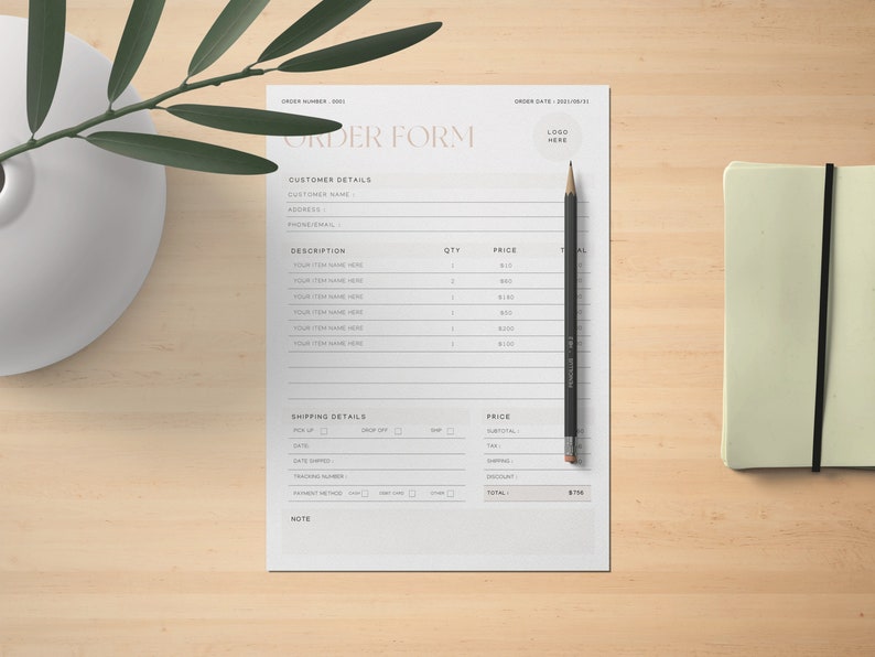 Simple Order Form Template Canva Editable Printable | Etsy