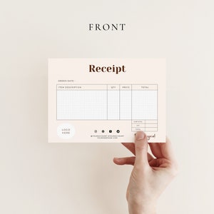 Modern Receipt Template Canva Thank You Card Editable - Etsy