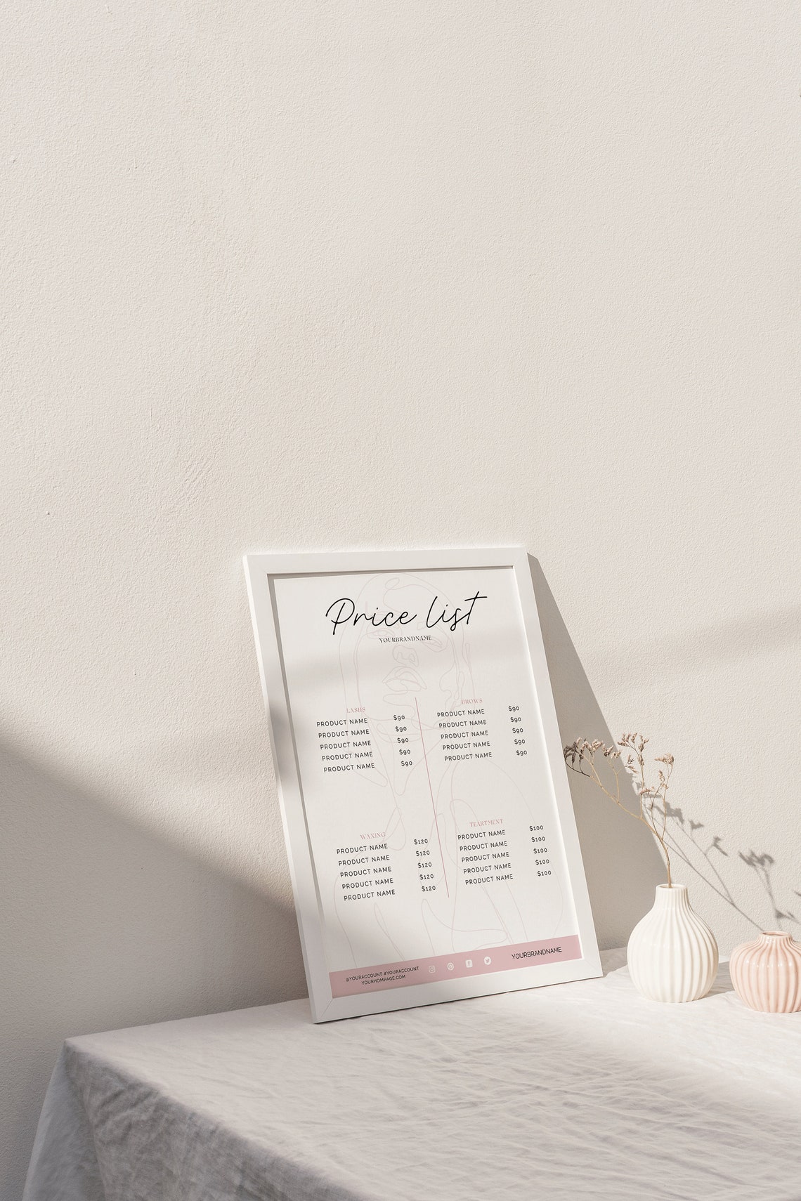 Modern Price List Template Canva Fully Editable Price | Etsy Canada