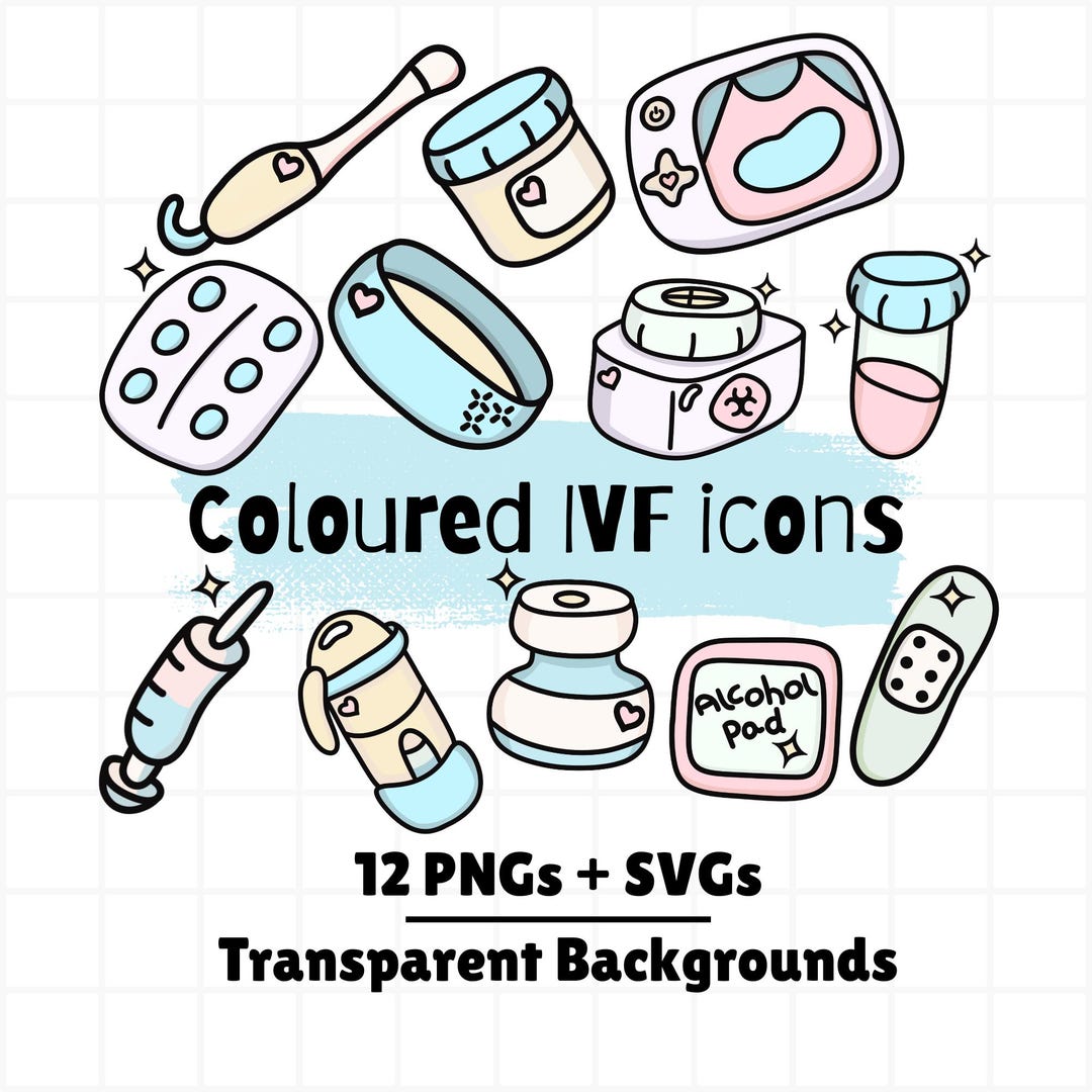 IVF Medical Icons, Coloured Fertility Clipart PNG SVG - Etsy