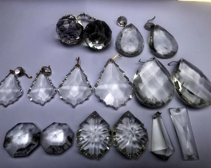24 Antique Purple Chandelier Drops Glass Crystals Droplets Chic Vintage ...